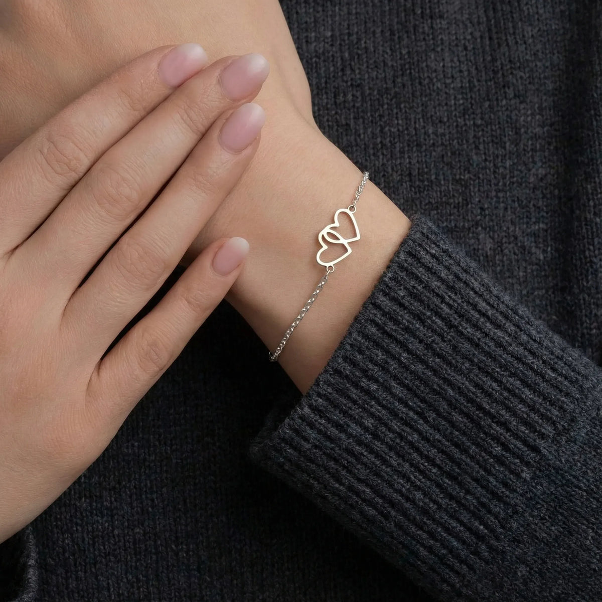 Infinity Heart Bracelet - Two Linked Hearts in 18ct Gold or Sterling ...